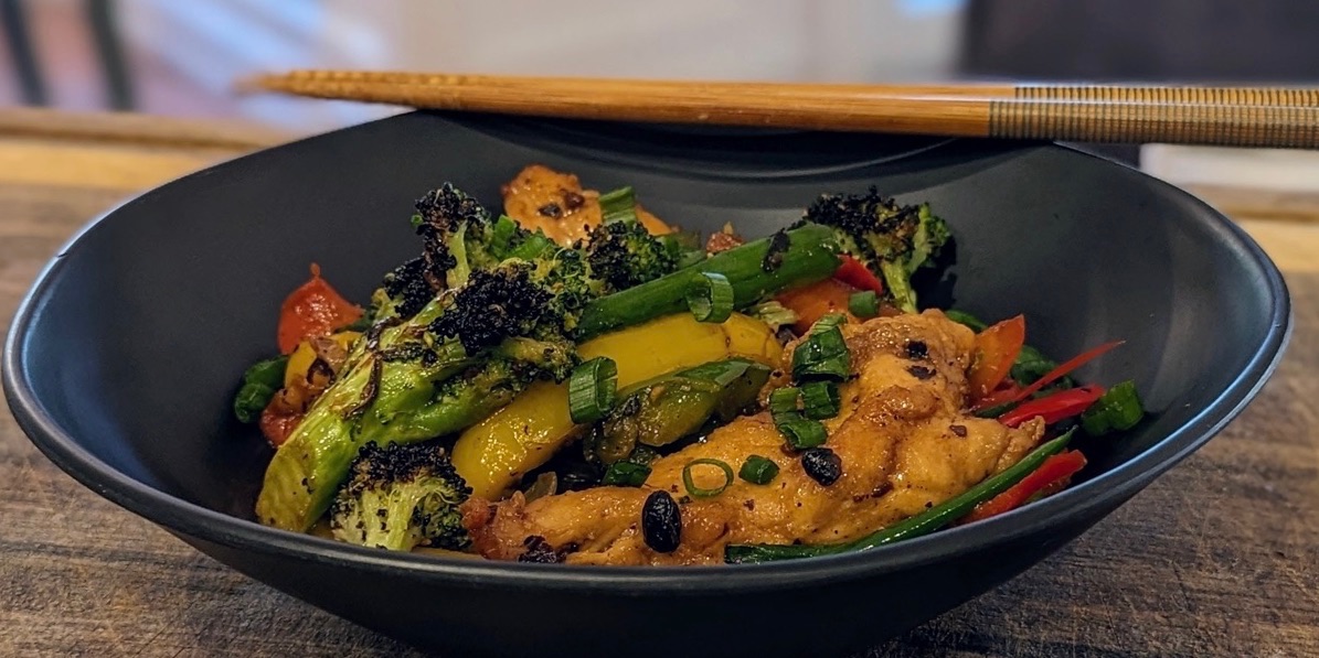 Charred Broccoli and Douchi Chicken Stir Fry