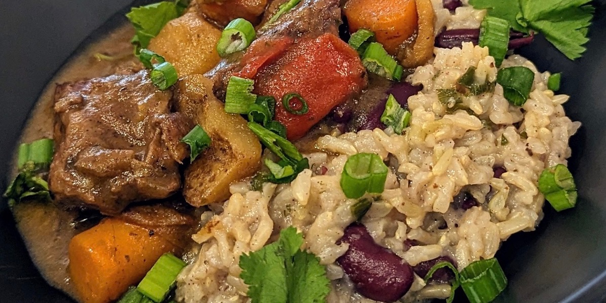 Jamaican Braised Beef with Rice and Peas